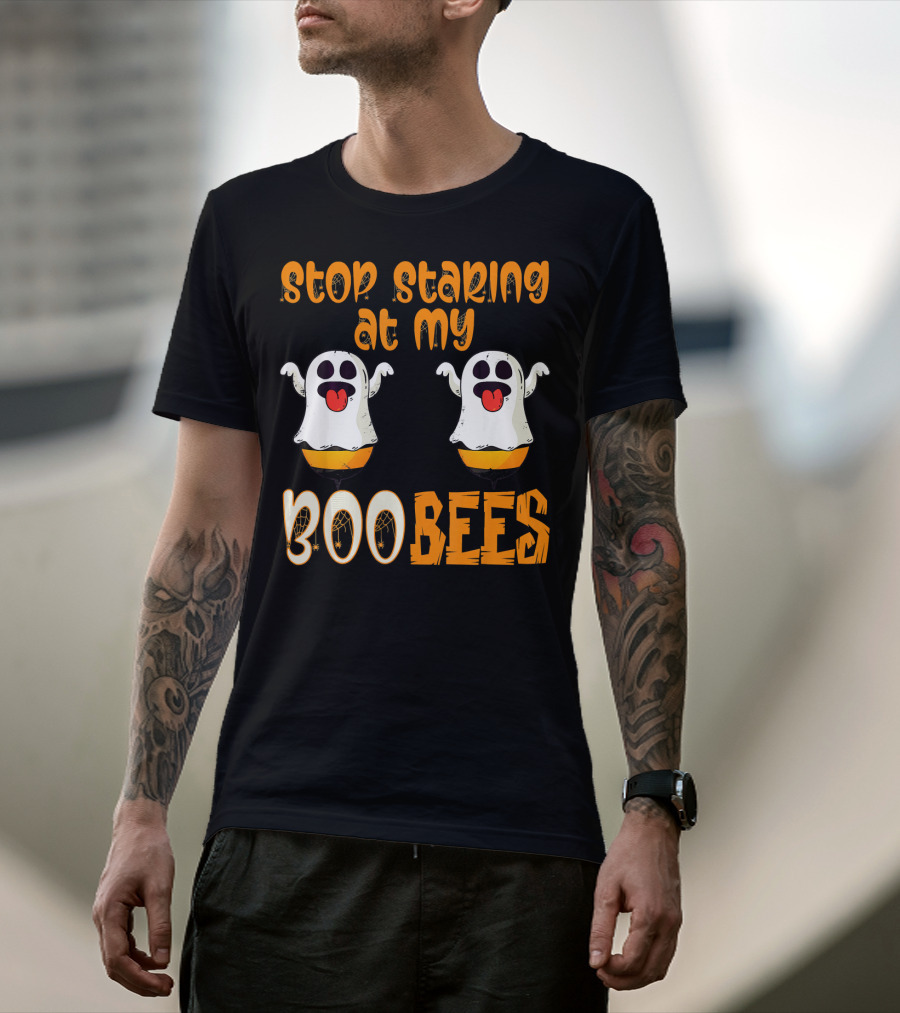 Stop Staring At My Boo Bees Ghosts With Pumpkins T-Shirt