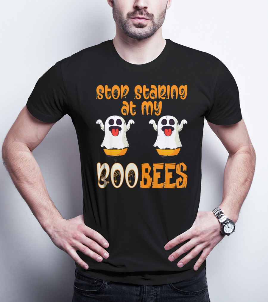 Stop Staring At My Boo Bees Ghosts With Pumpkins T-Shirt