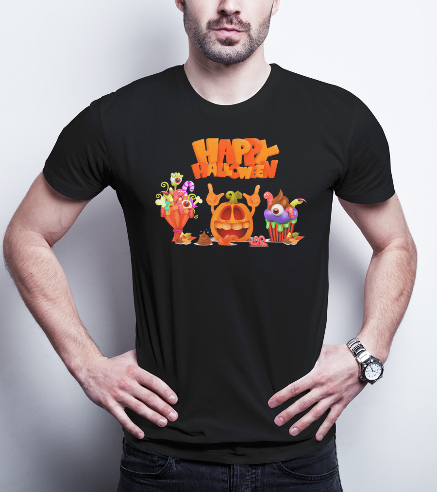 Happy Halloween Candy Pumpkin Characters T-Shirt