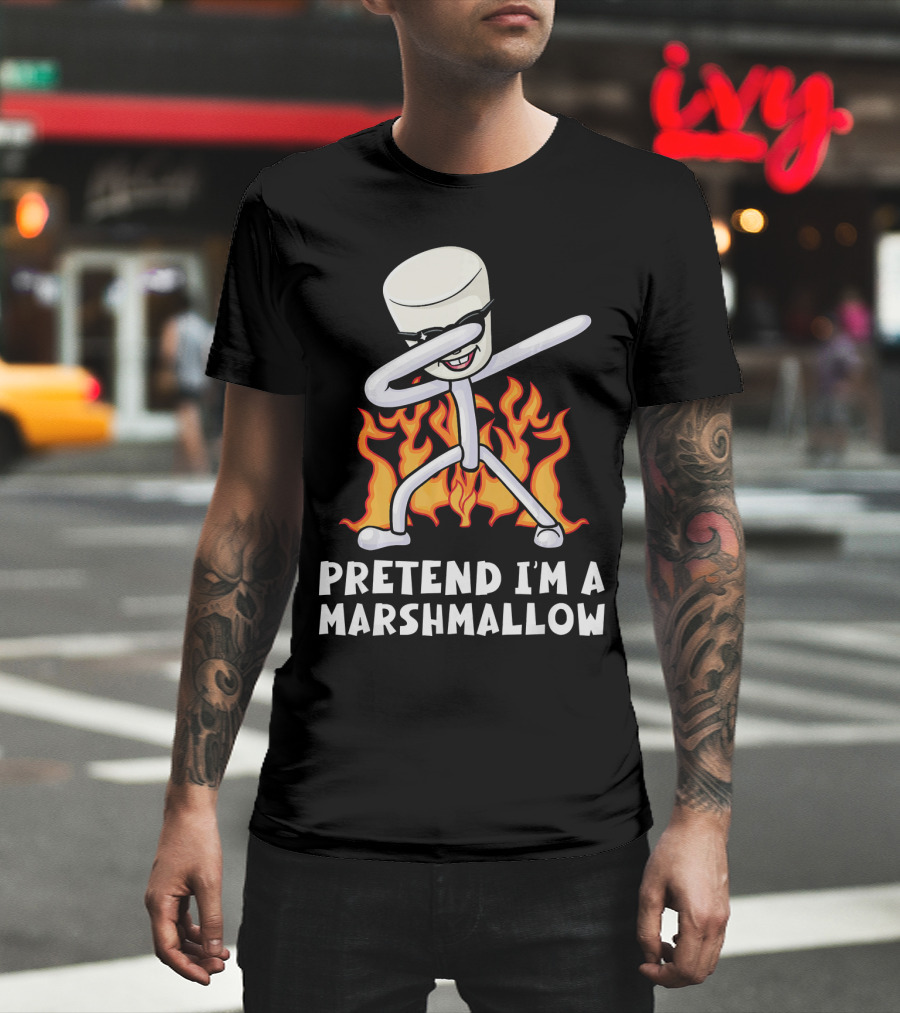 Pretend I'm A Marshmallow Funny Dab With Flames T-Shirt
