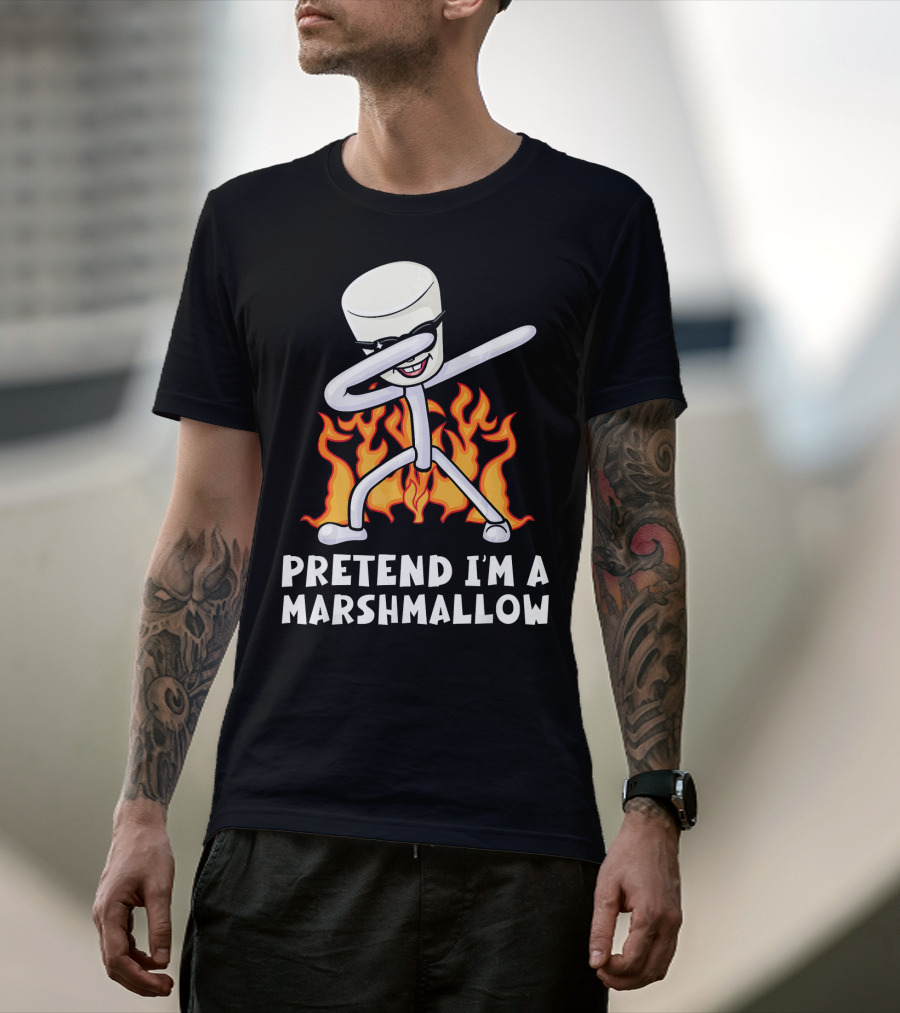 Pretend I'm A Marshmallow Funny Dab With Flames T-Shirt