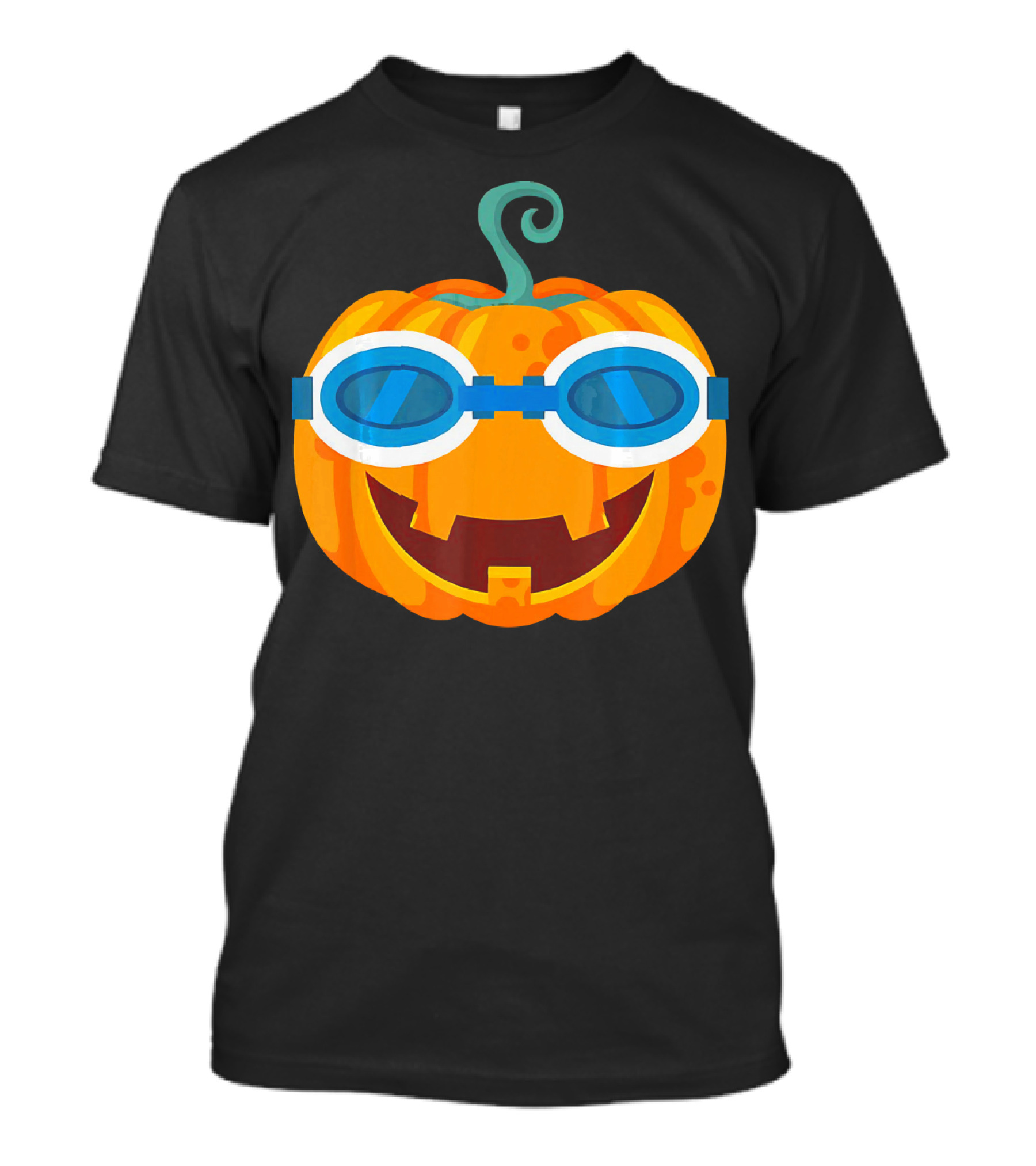 Swimming Pumpkin With Goggles Funny Halloween T-Shirt
