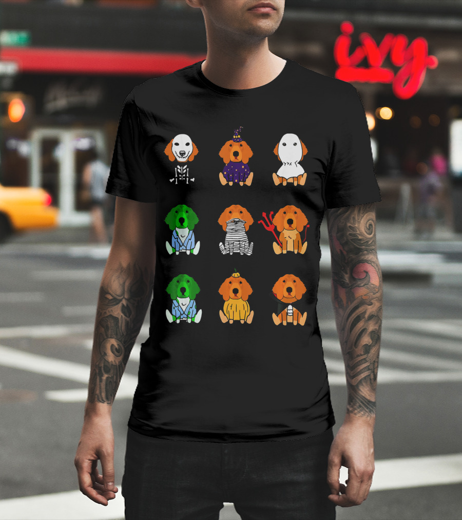 Irish Setter Halloween Costumes Skeleton Mummy Ghost Devil Pumpkin Wizard Green Monster T-Shirt