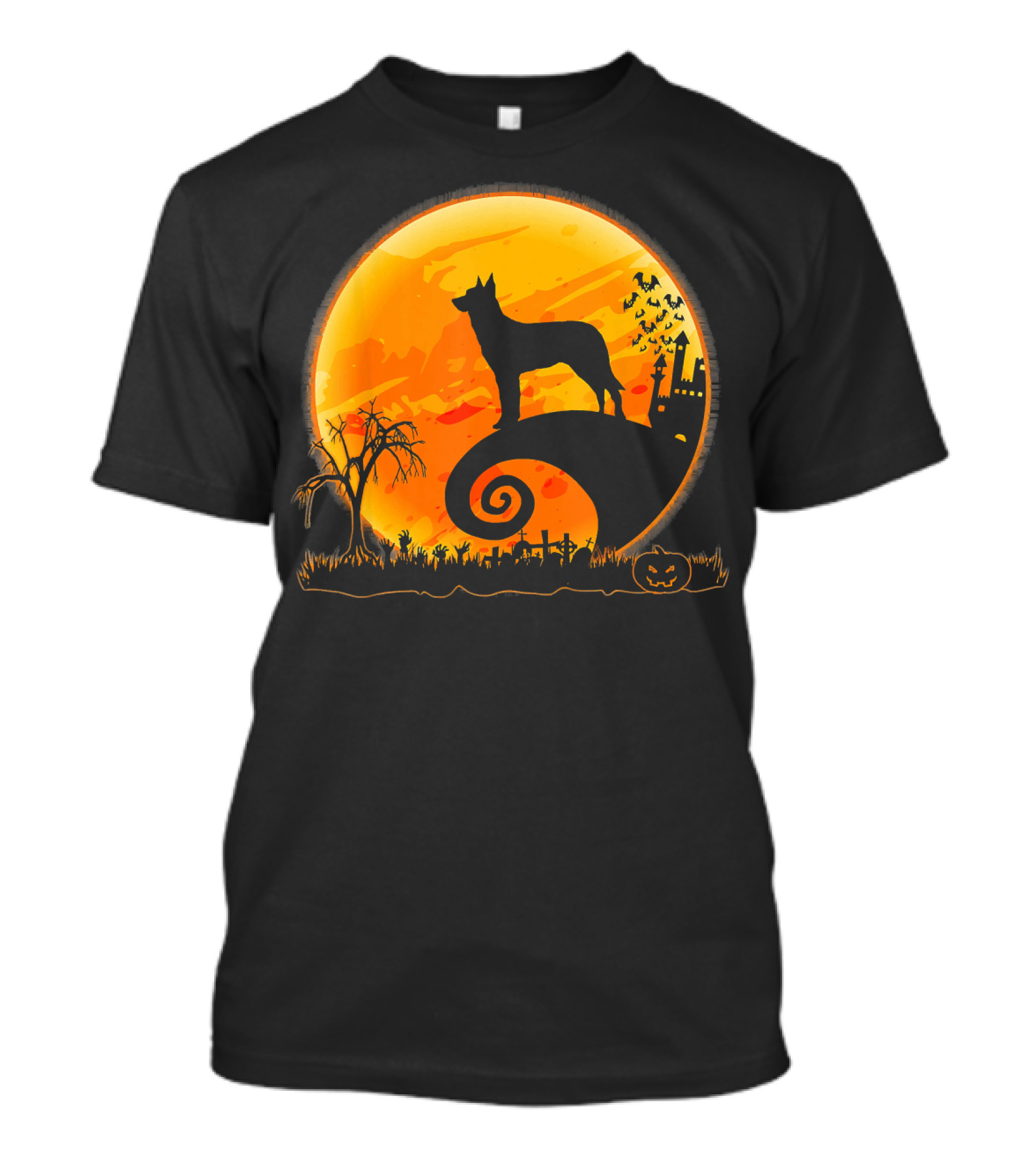 Beauceron Dog Halloween Moon Spooky Night Scene T-Shirt