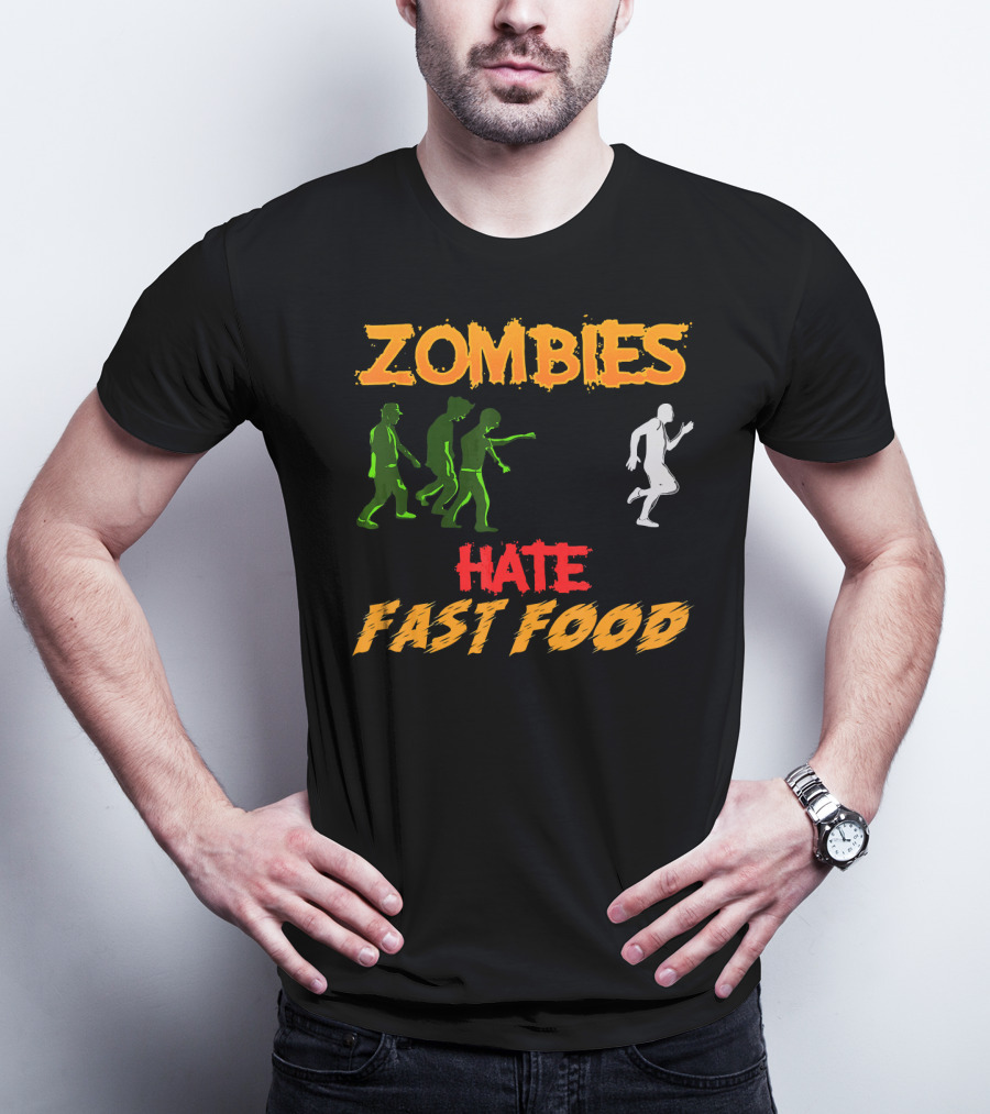 Zombies Hate Fast Food Fleeing From Funny Zombi Chase T-Shirt