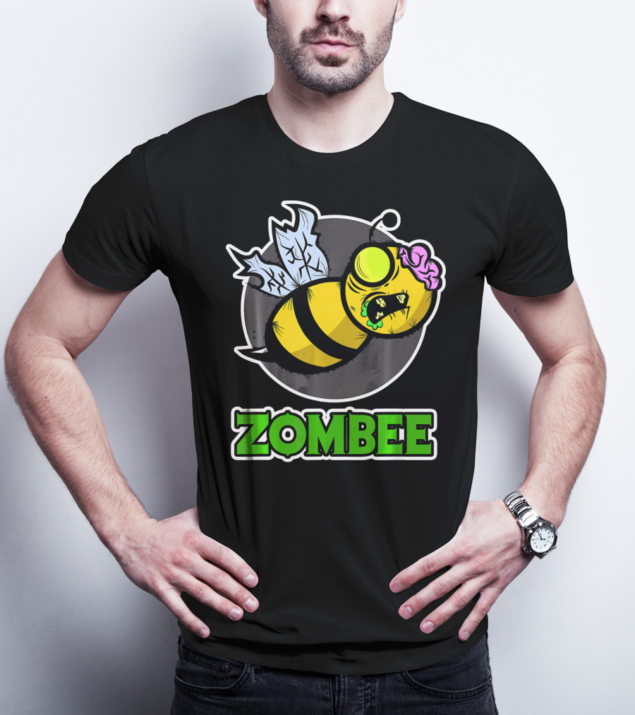 Zombee Halloween Bee With Brain And Wings T-Shirt