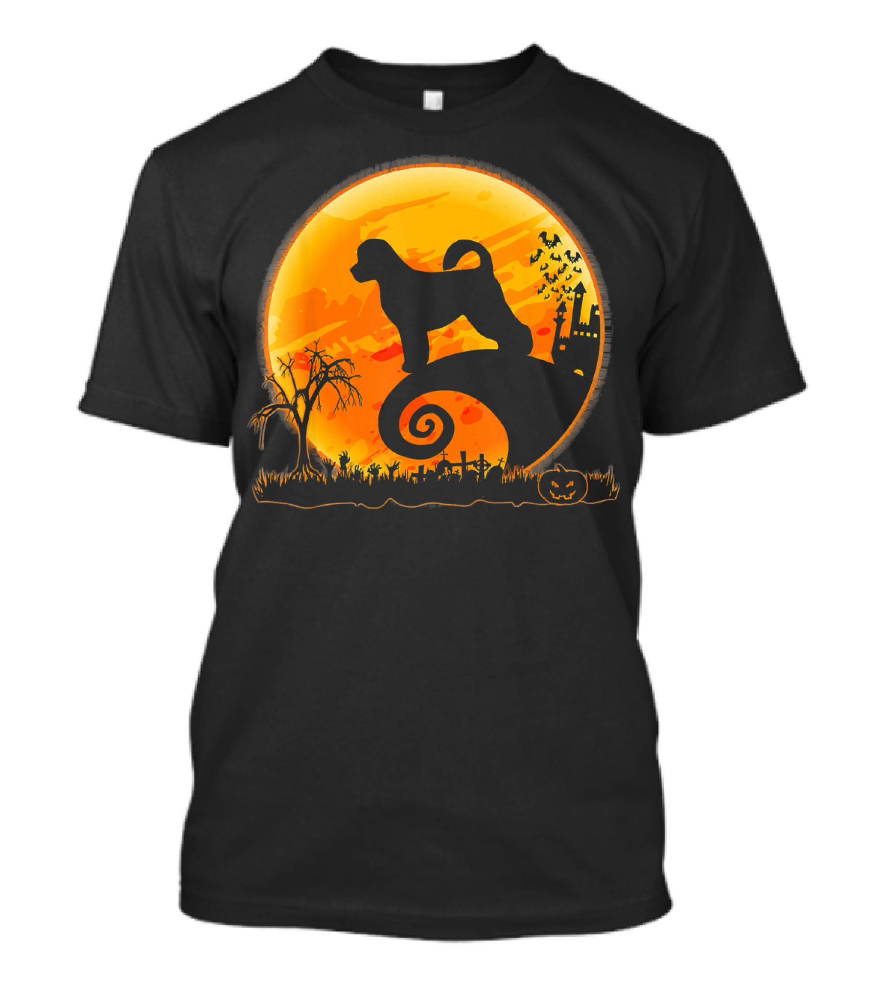 Portuguese Water Dog Moonlit Halloween Scene T-Shirt