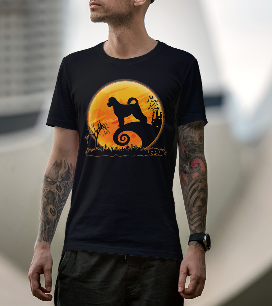 Portuguese Water Dog Moonlit Halloween Scene T-Shirt