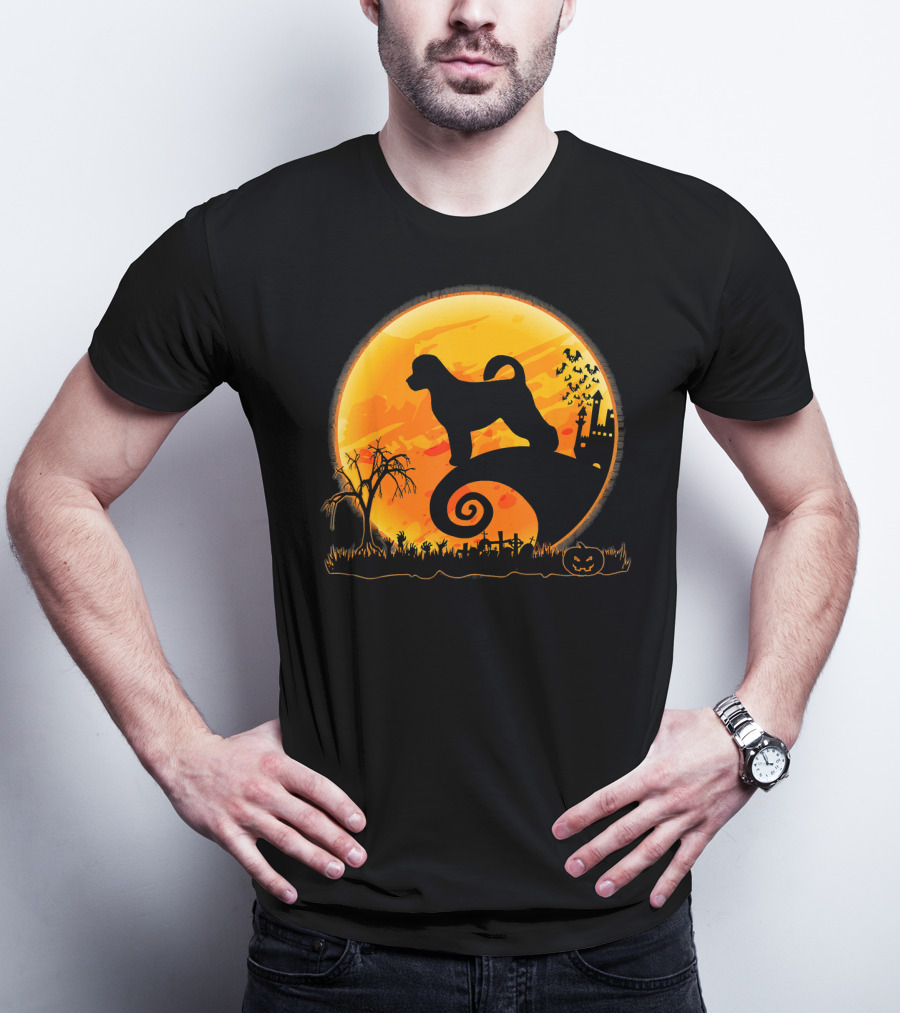 Portuguese Water Dog Moonlit Halloween Scene T-Shirt