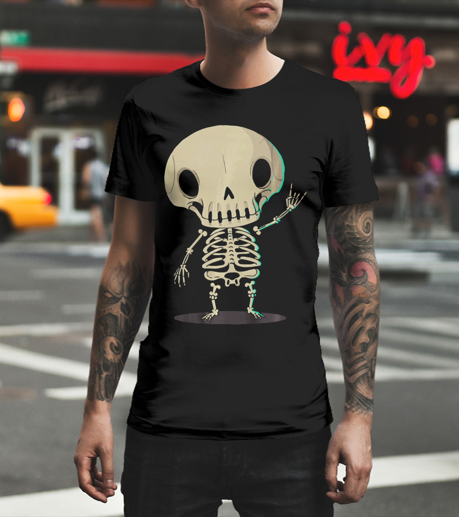 SKELETON Halloween Costume Rib Cute Skull Bones T-Shirt