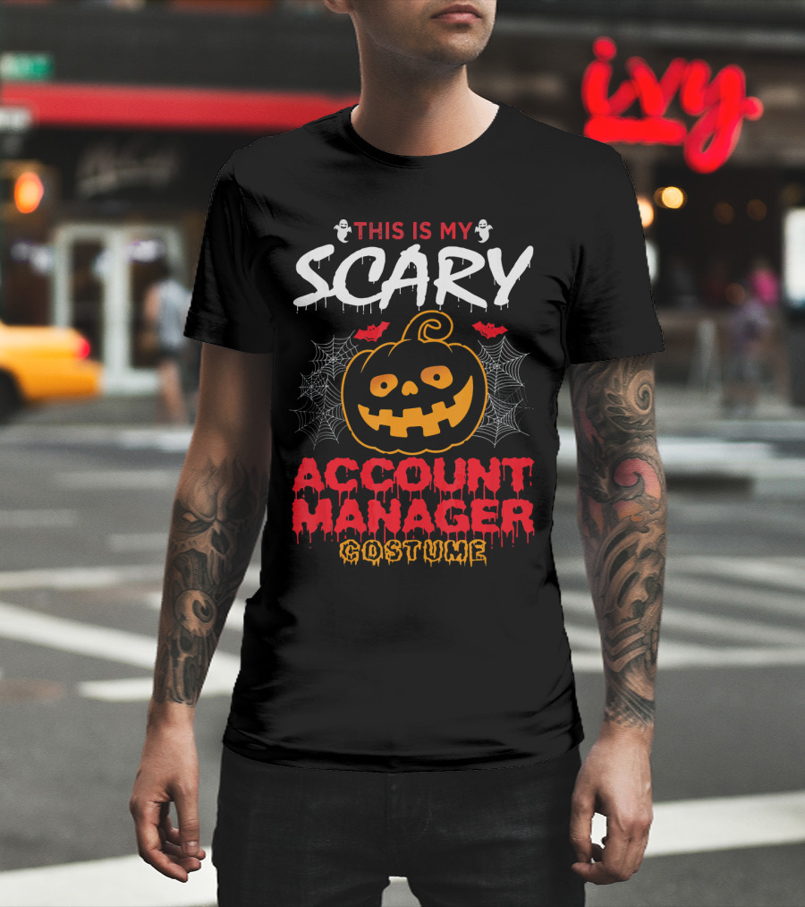 This Is My Scary Account Manager Costume With Jack-O'-Lantern Ghosts And Spiderwebs T-Shirt
