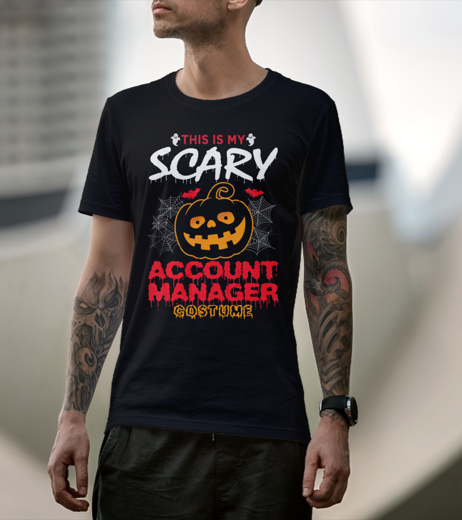 This Is My Scary Account Manager Costume With Jack-O'-Lantern Ghosts And Spiderwebs T-Shirt