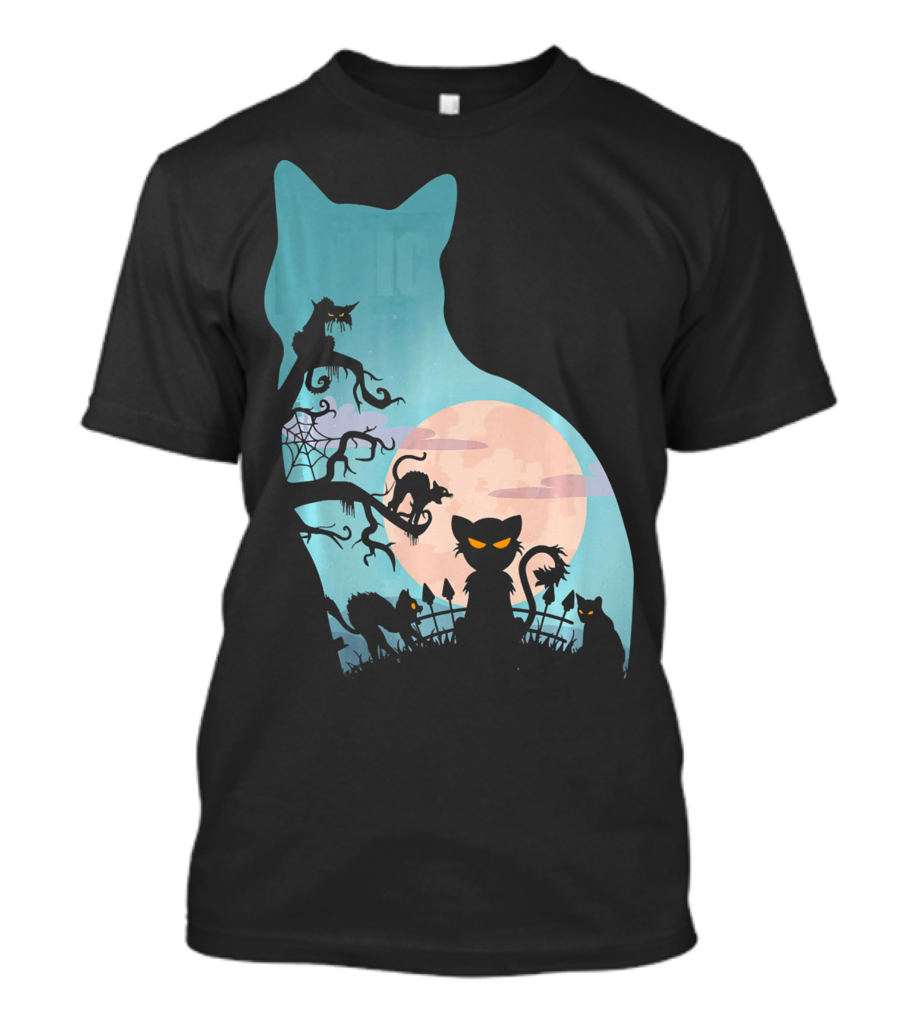 Scary Cat Lovers Halloween Creepy Moonlit T-Shirt