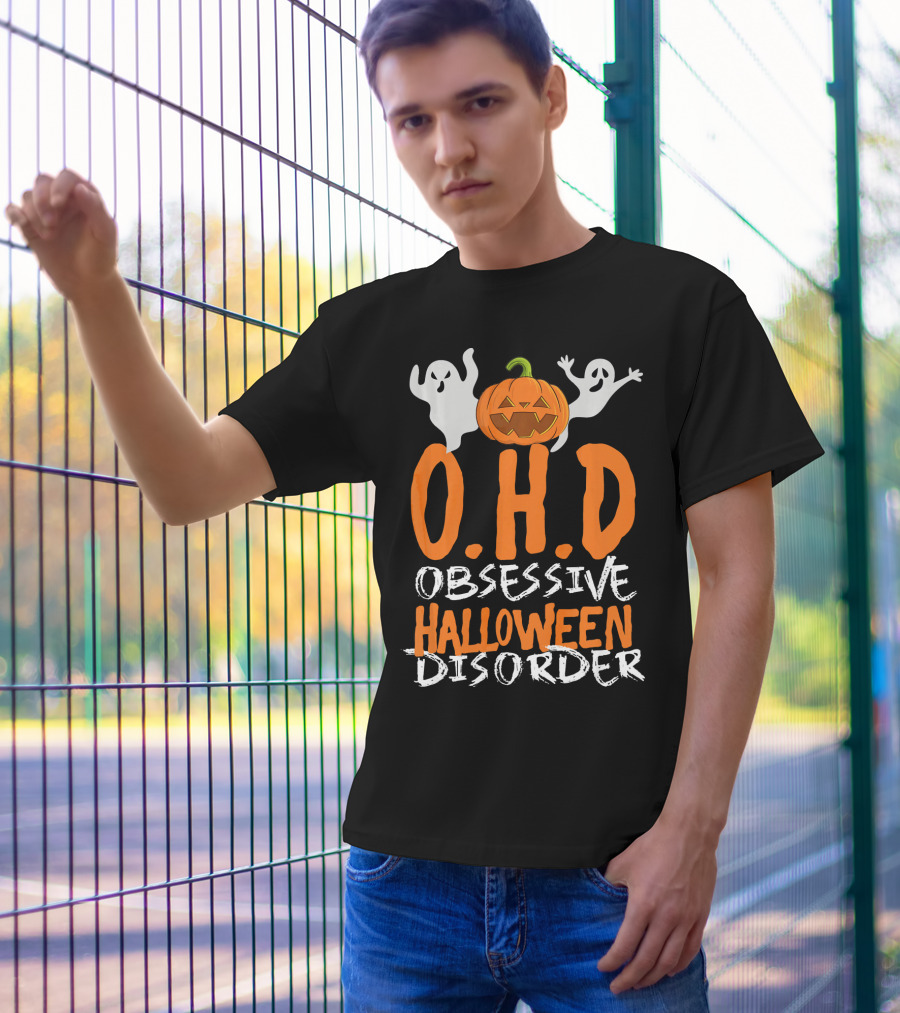 OHD Obsessive Halloween Disorder Funny Pumpkin Cute Ghost T-Shirt