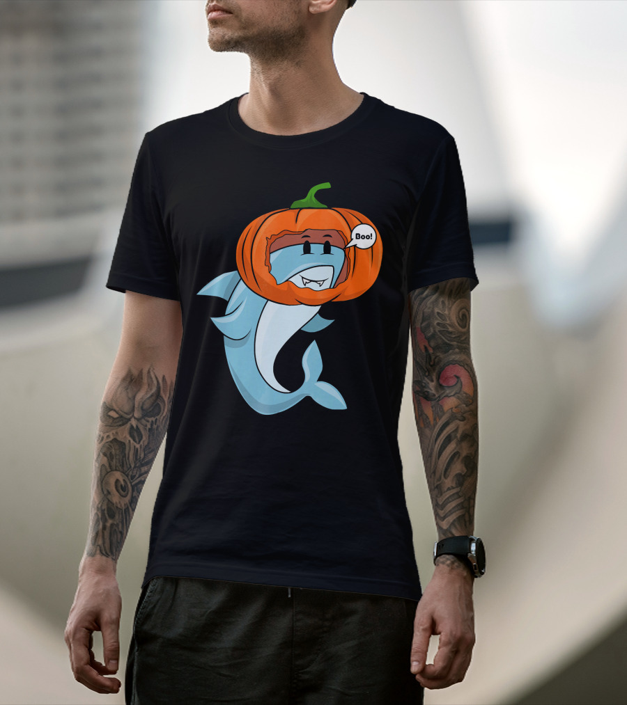 Halloween Boo Pumpkin Shark T-Shirt