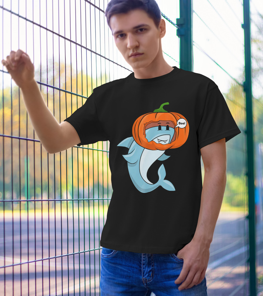 Halloween Boo Pumpkin Shark T-Shirt