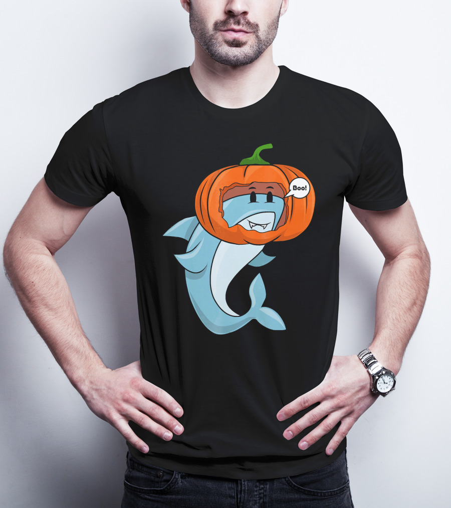 Halloween Boo Pumpkin Shark T-Shirt