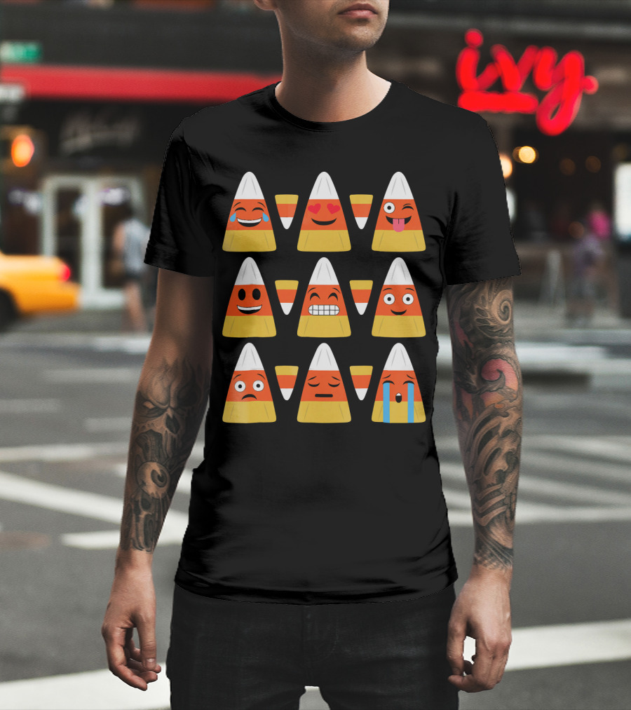 Candy Corn Emoji Collection Faces牌 T-Shirt