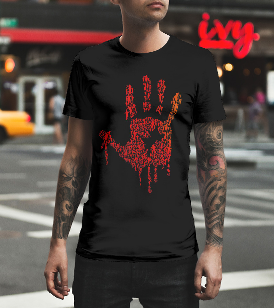 Horror Zombie Handprint Blood Red Palm T-Shirt