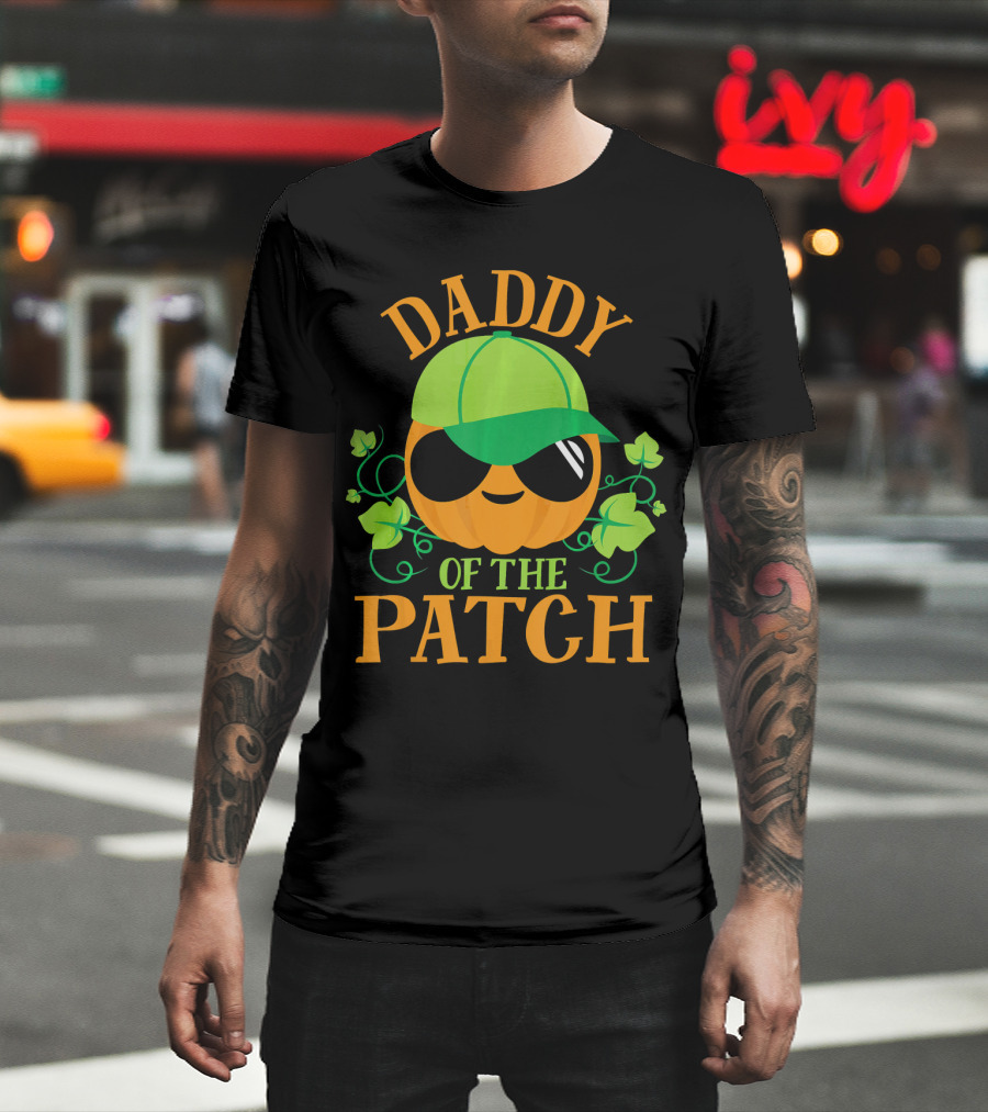 DADDY PUMPKIN OF THE PATCH Green Cap Sunglasses Smiling Pumpkin With Vines T-Shirt