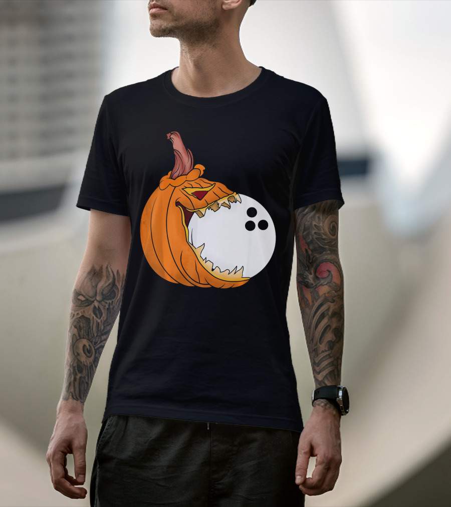 Pumpkin Carving Eating Bowling Ball Halloween Fun T-Shirt