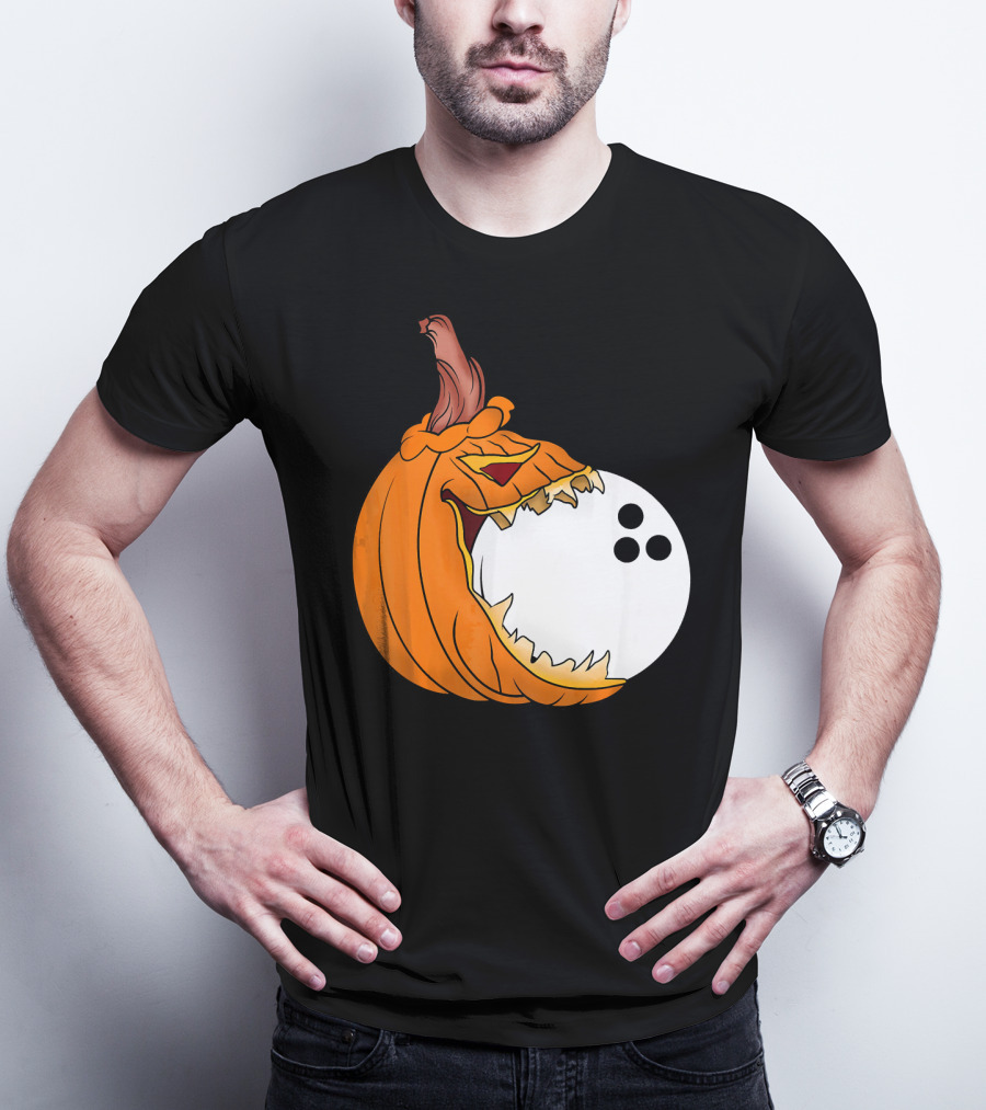 Pumpkin Carving Eating Bowling Ball Halloween Fun T-Shirt