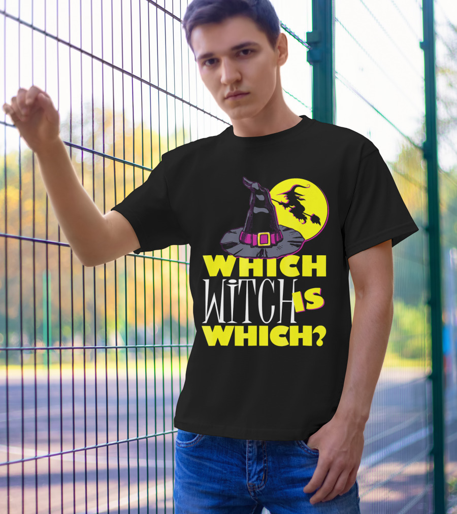Which Witch Is Which Halloween Funny Witch Hat And Flying Witch T-Shirt