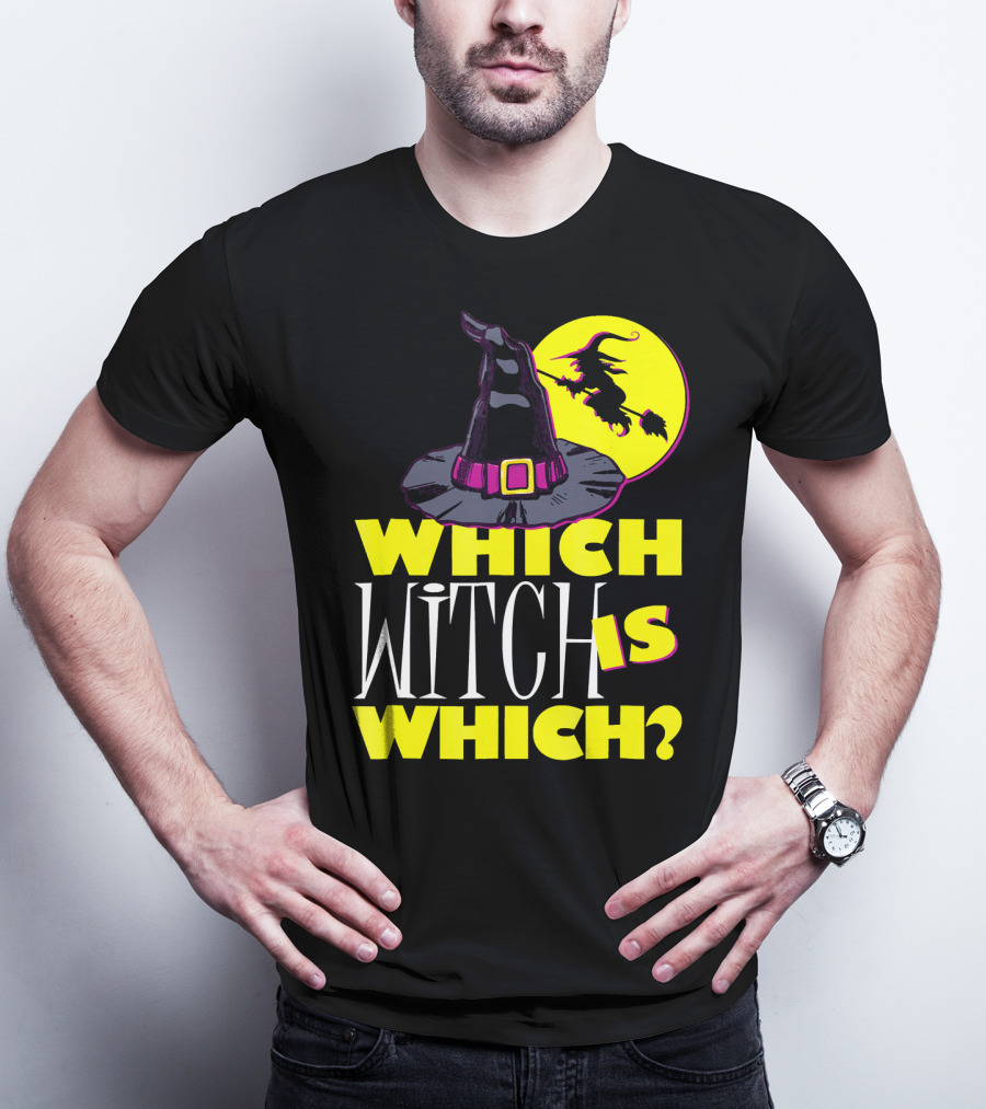 Which Witch Is Which Halloween Funny Witch Hat And Flying Witch T-Shirt