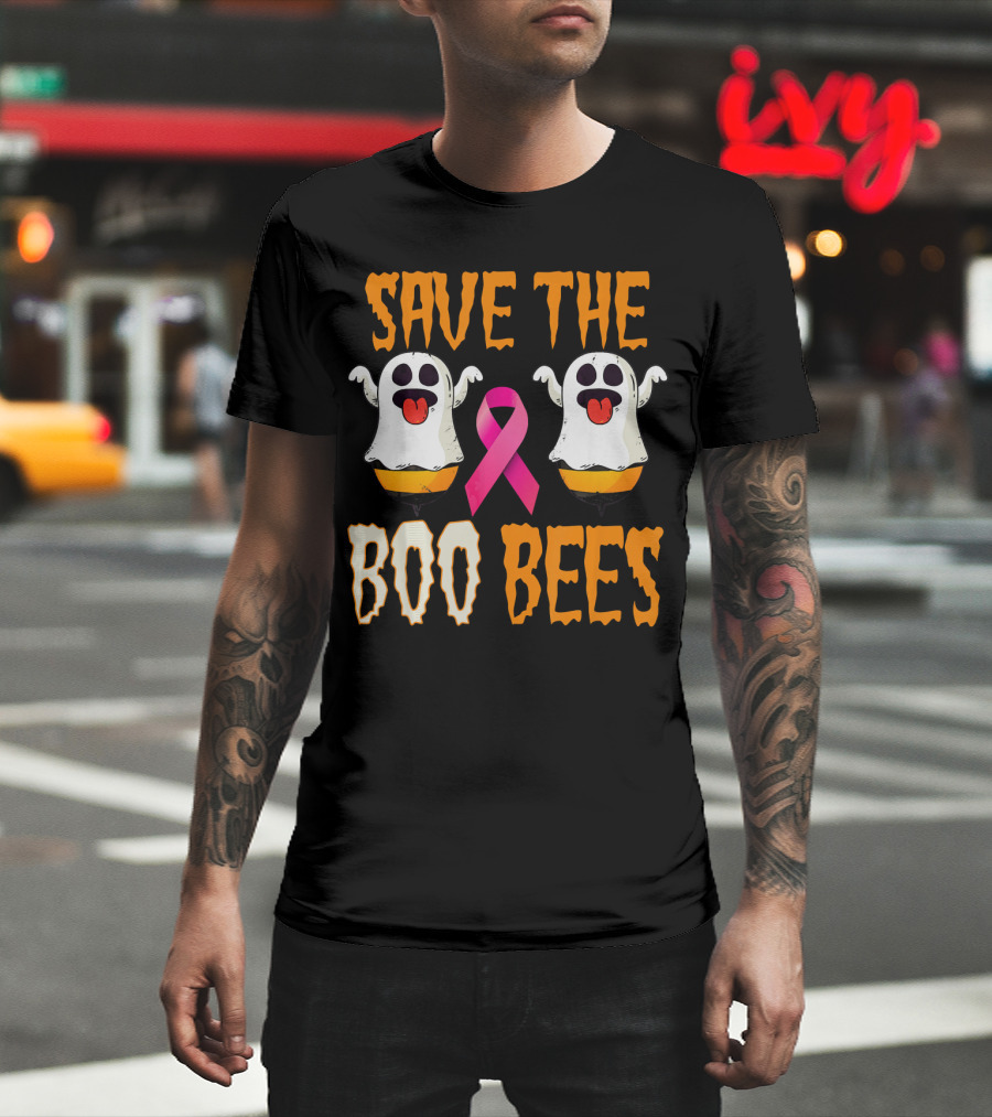 Save The Boo Bees Breast Cancer Awareness Pink Ghosts T-Shirt