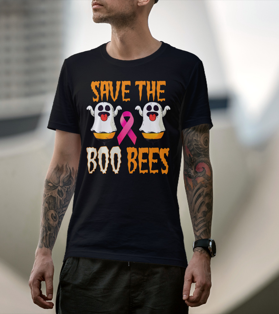 Save The Boo Bees Breast Cancer Awareness Pink Ghosts T-Shirt