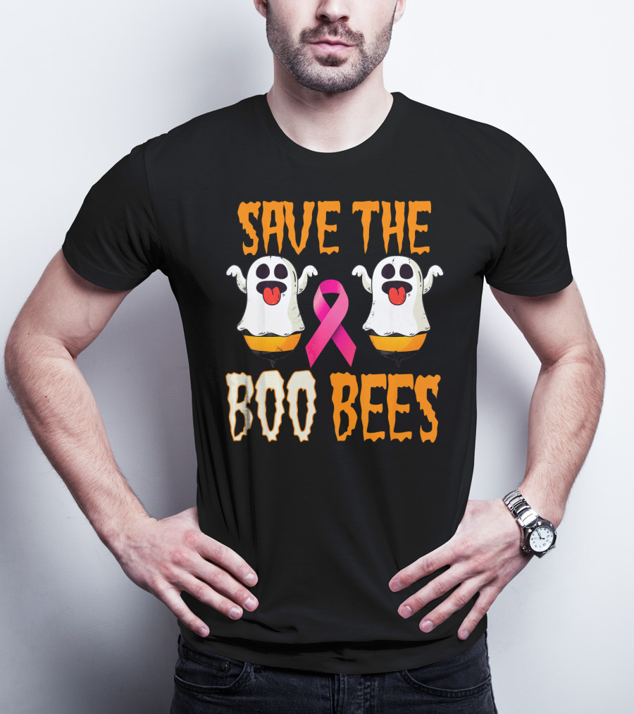 Save The Boo Bees Breast Cancer Awareness Pink Ghosts T-Shirt