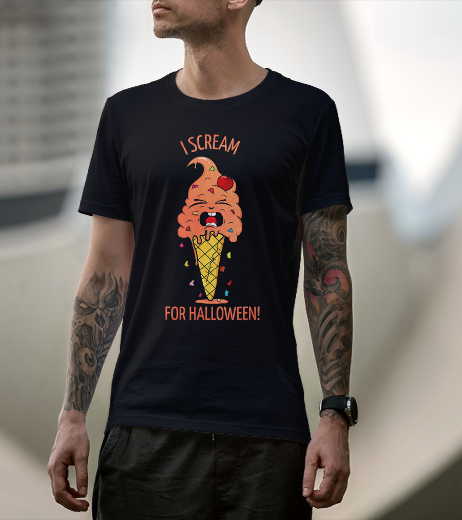 I Scream For Halloween Ice Cream Cone Monster Fun T-Shirt