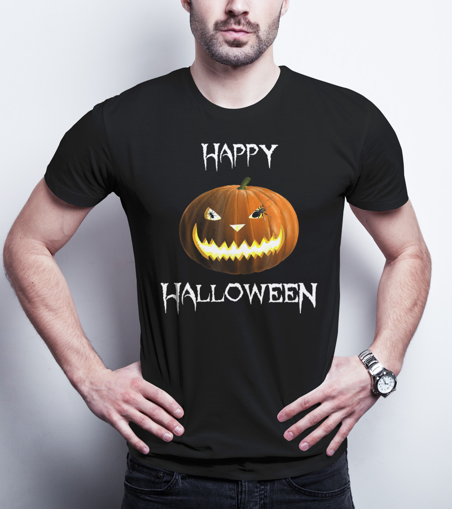 Happy Halloween Pumpkin And Spider Jack-O'-Lantern (D010 T-Shirt