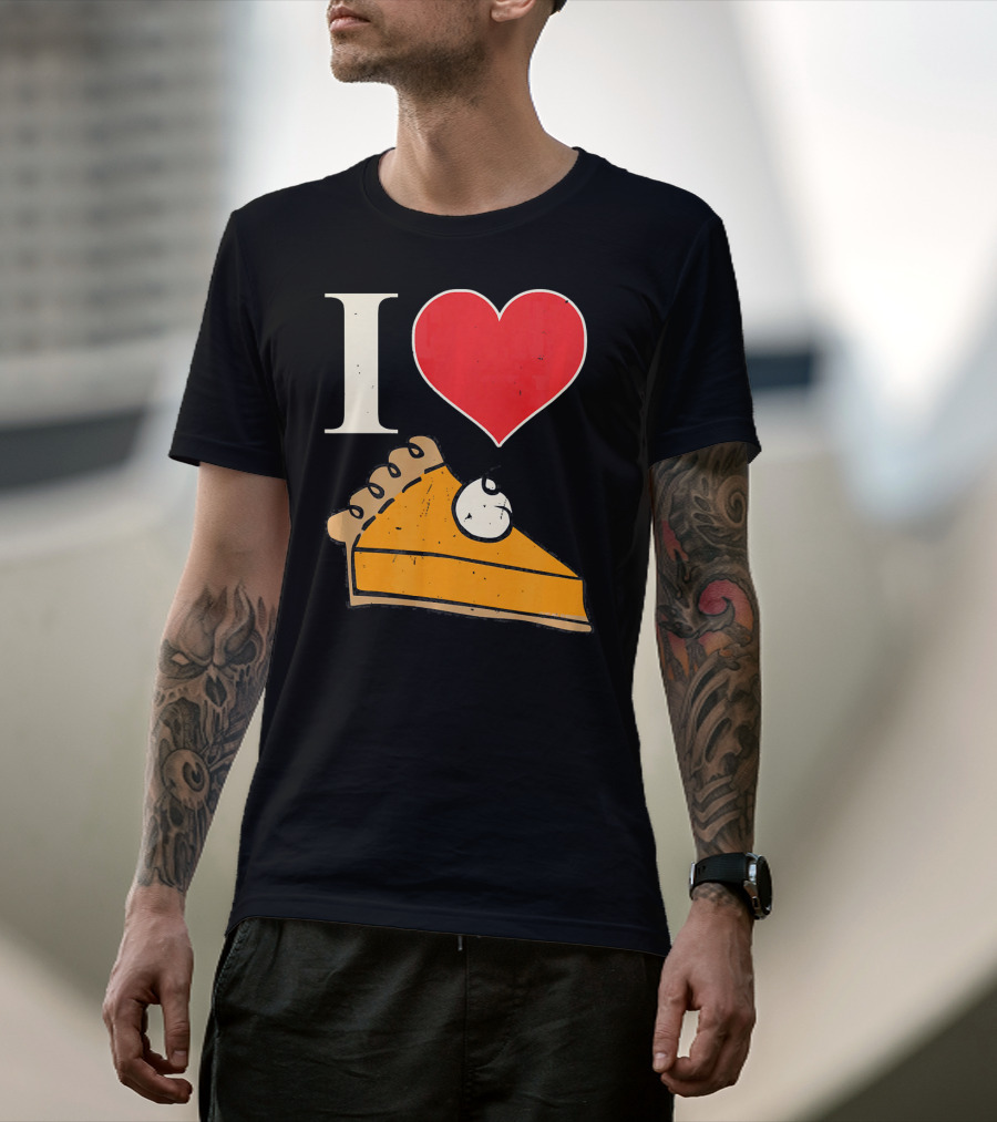 I Love Pumpkin Pie Heart Slice Funny Holiday T-Shirt