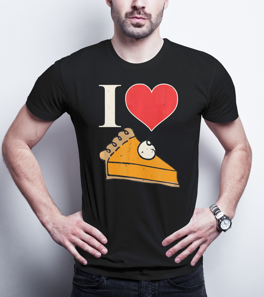 I Love Pumpkin Pie Heart Slice Funny Holiday T-Shirt
