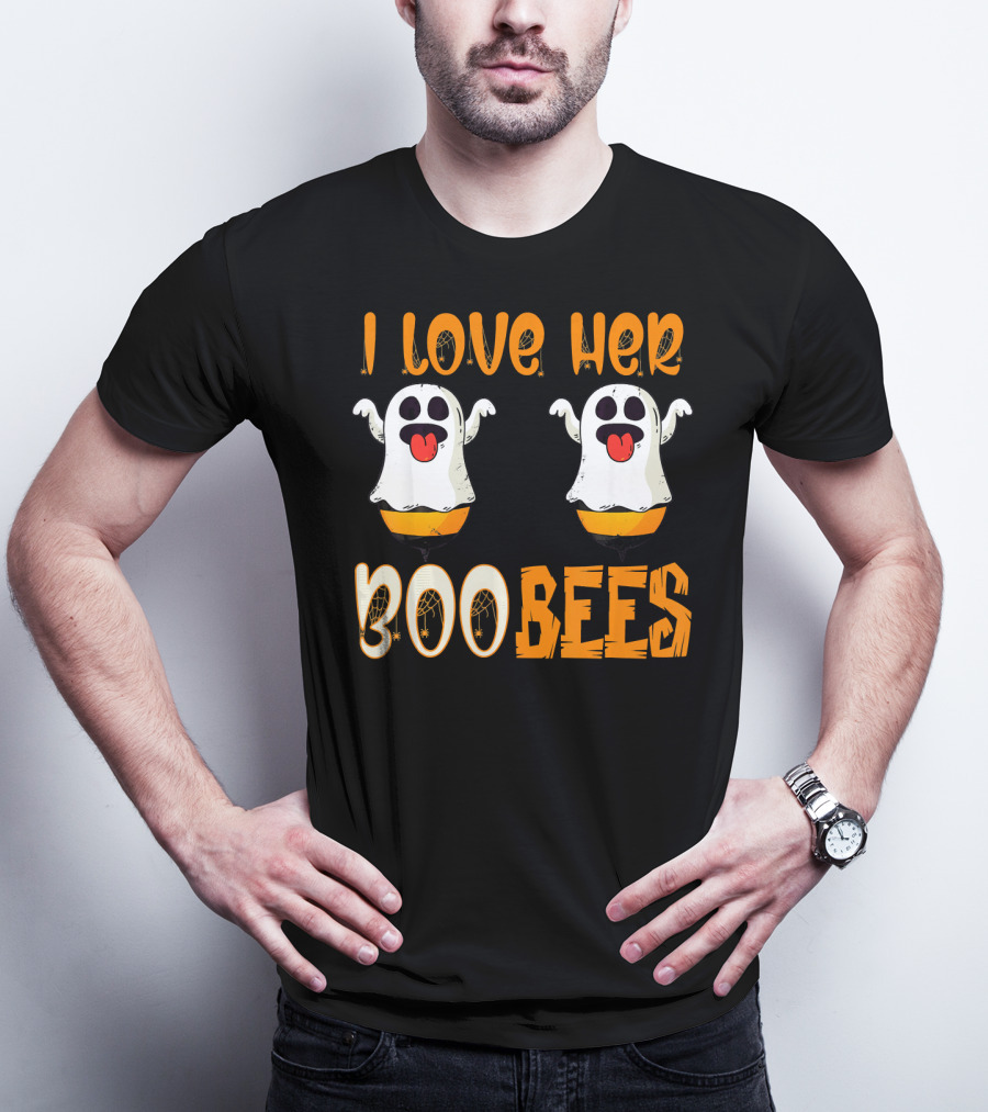 I Love Her Boo Bees Ghost Halloween Matching T-Shirt
