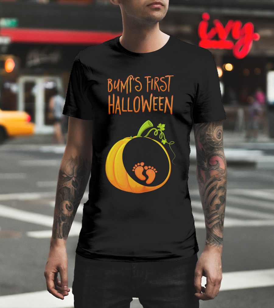 Bump's First Halloween Pumpkin Baby Feet T-Shirt