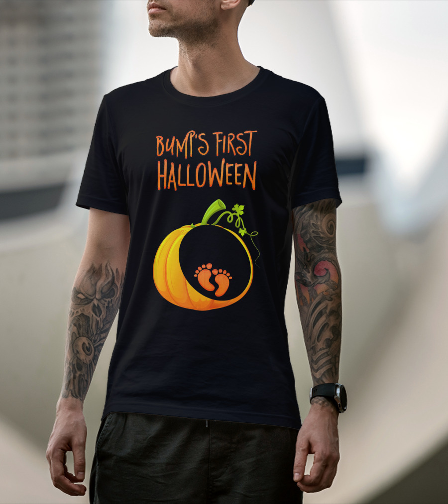 Bump's First Halloween Pumpkin Baby Feet T-Shirt