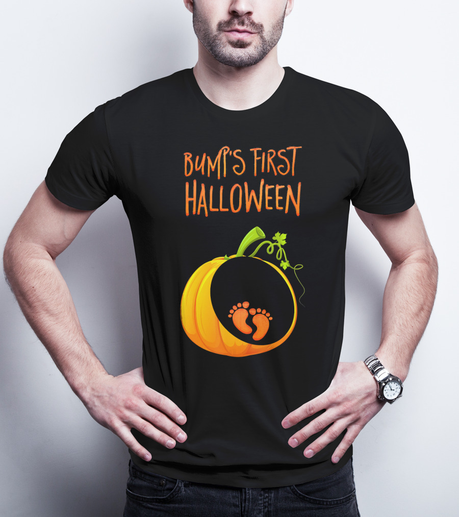 Bump's First Halloween Pumpkin Baby Feet T-Shirt