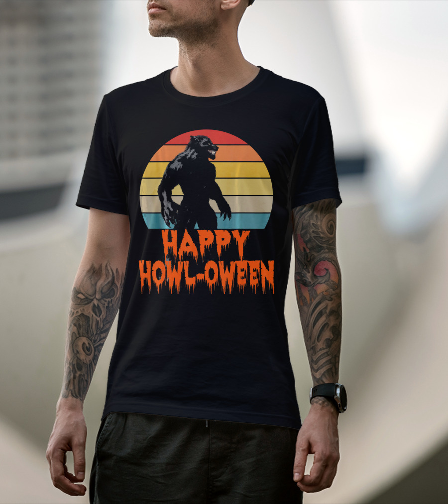 Happy Howl-Oween Werewolf Vintage Werewolves Halloween Co T-Shirt