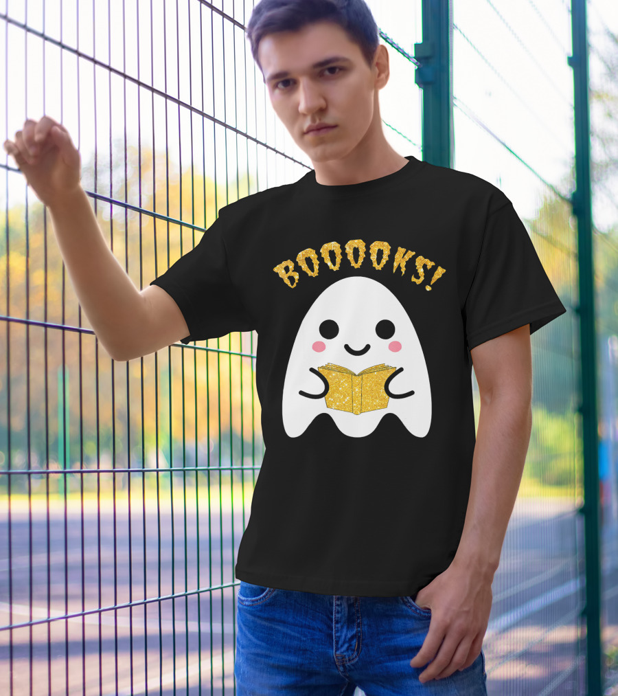 BOOOKS Ghost Reading Book Halloween Costume T-Shirt