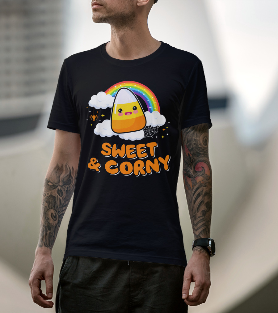 Sweet And Corny Cute Candy Corn Kawaii Halloween T-Shirt