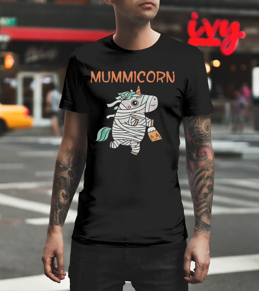 Mummicorn Funny Unicorn Mummy Halloween Candy Bag T-Shirt