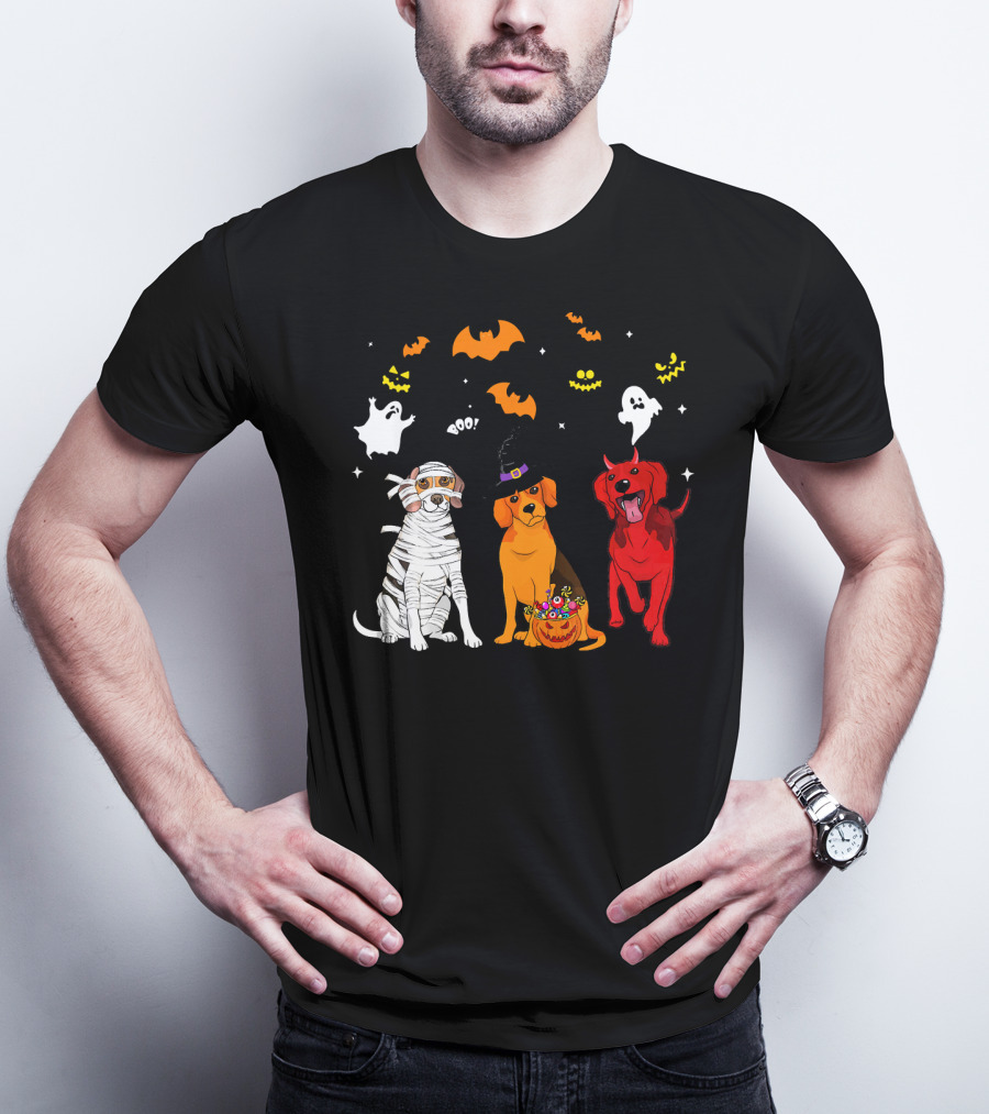 Halloween Beagle Dogs Mummy Witch Ghosts Bats T-Shirt