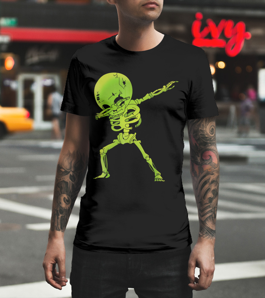 Skeleton Dabbing Zombie Halloween Moon T-Shirt