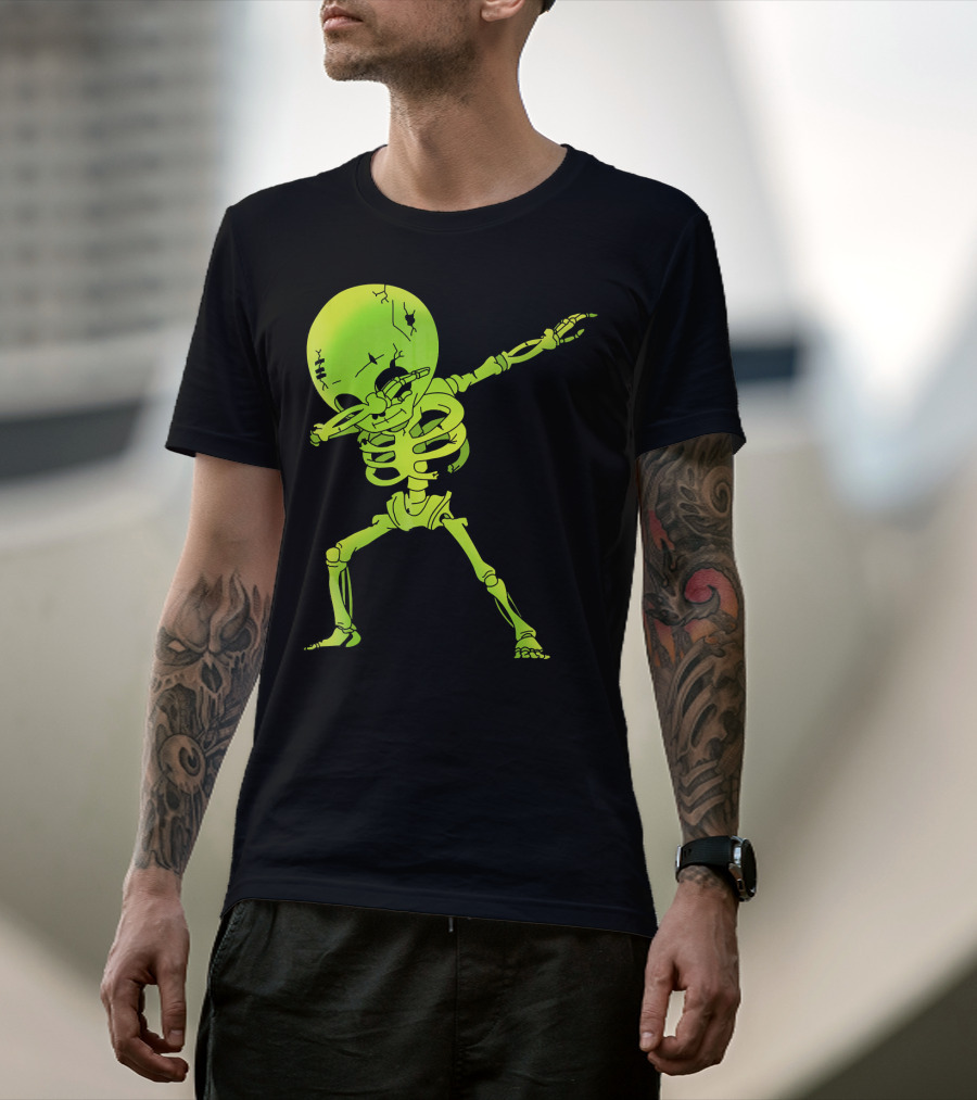 Skeleton Dabbing Zombie Halloween Moon T-Shirt