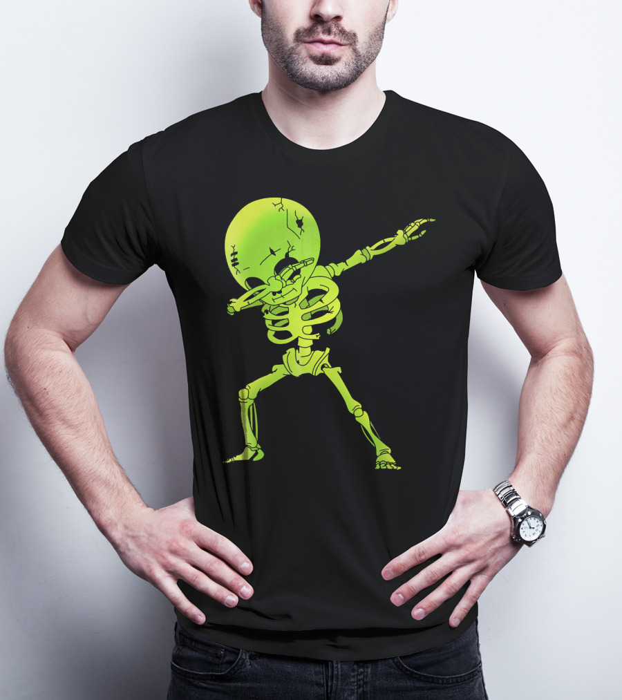 Skeleton Dabbing Zombie Halloween Moon T-Shirt
