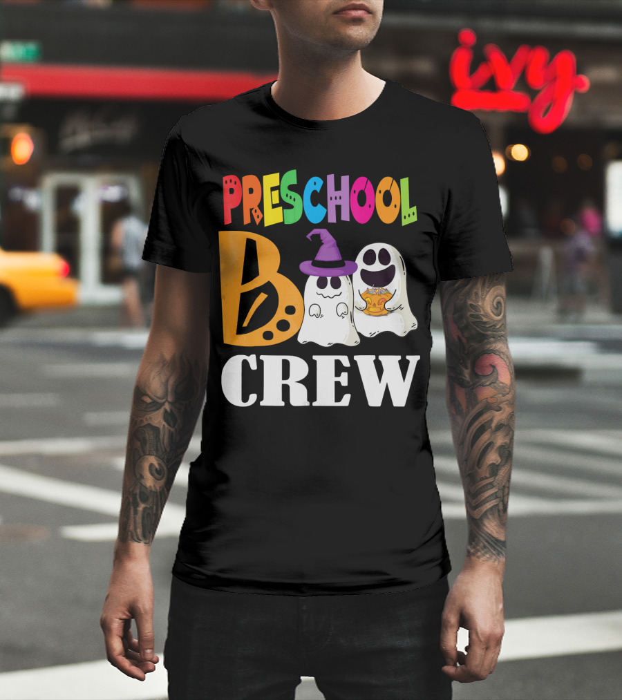 Preschool Boo Crew Smile Ghost Witch Pumpkin T-Shirt