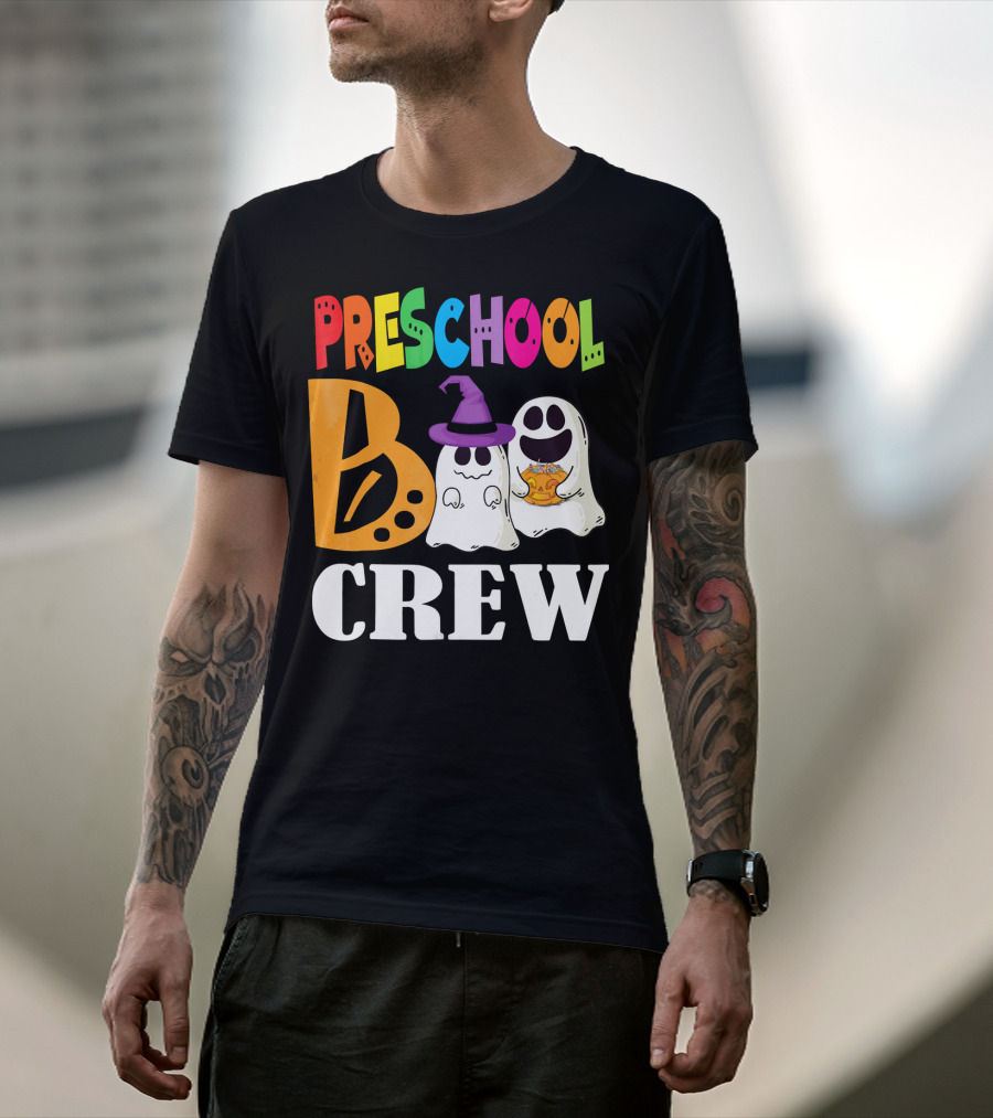 Preschool Boo Crew Smile Ghost Witch Pumpkin T-Shirt