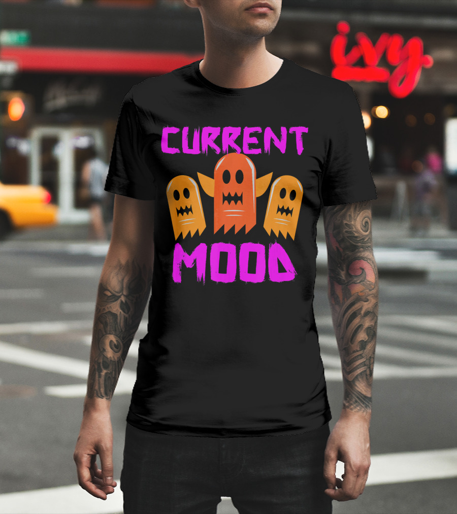 Halloween Current Mood Funny Ghouls Ghost Trio T-Shirt